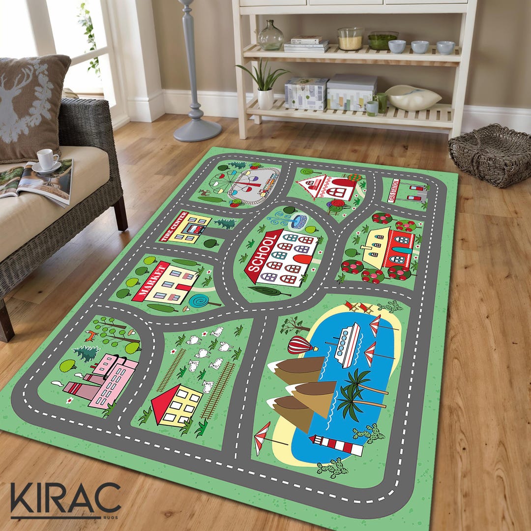 Kid City Map Traffic Rug, City Road Children Friendly Carpet, Traffic ...