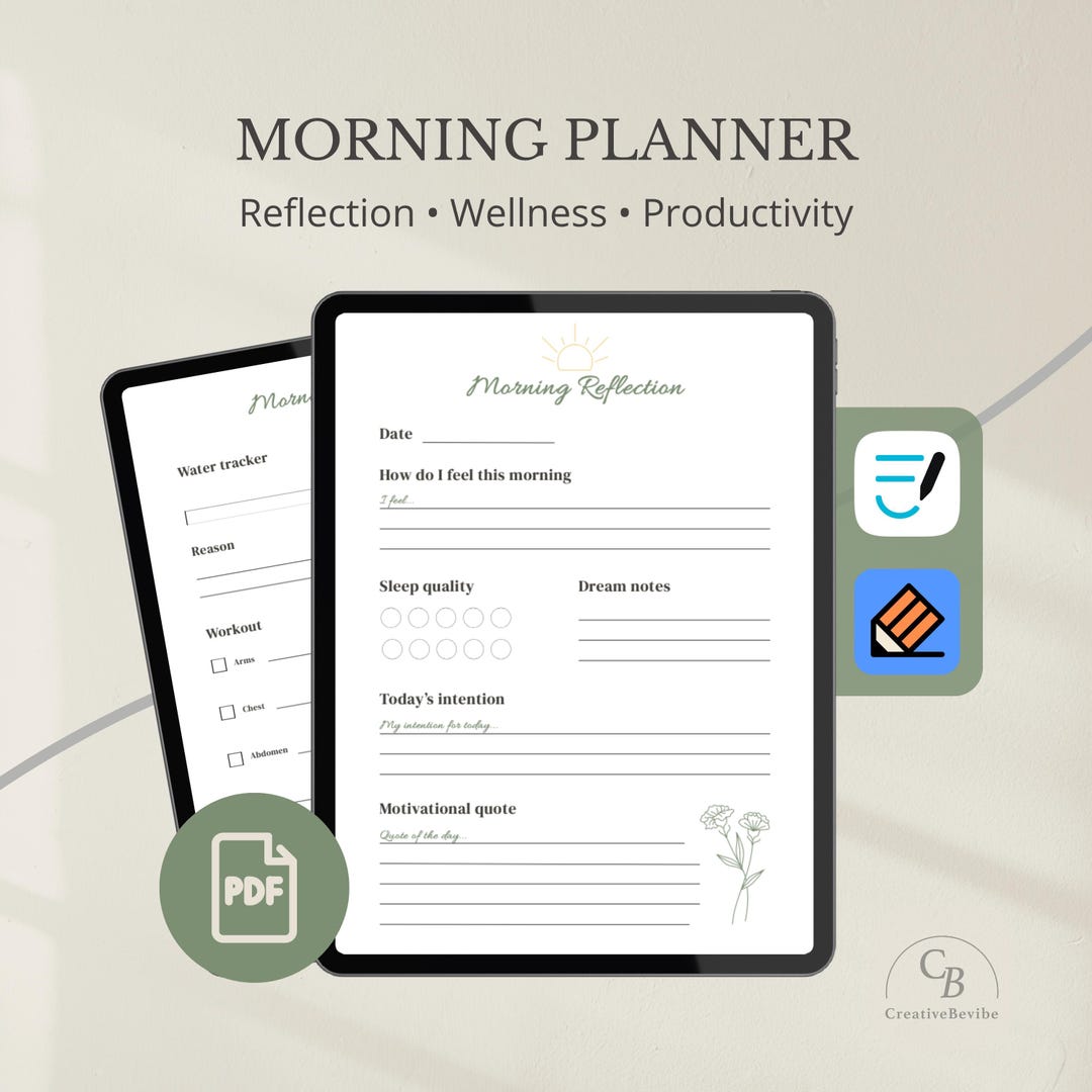Morning Routine Planner Printable PDF | Daily Reflection Worksheet ...