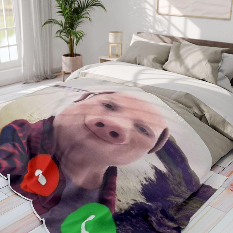 John Pork Calling Arctic Fleece Blanket | Funny Throw Blanket ...