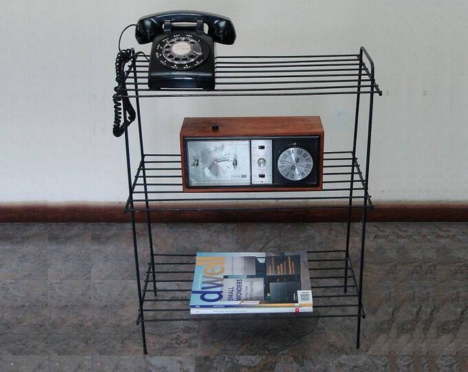 Vintage Mid Century Black Wire Shelves Shelving Unit 1950s 50s - Etsy