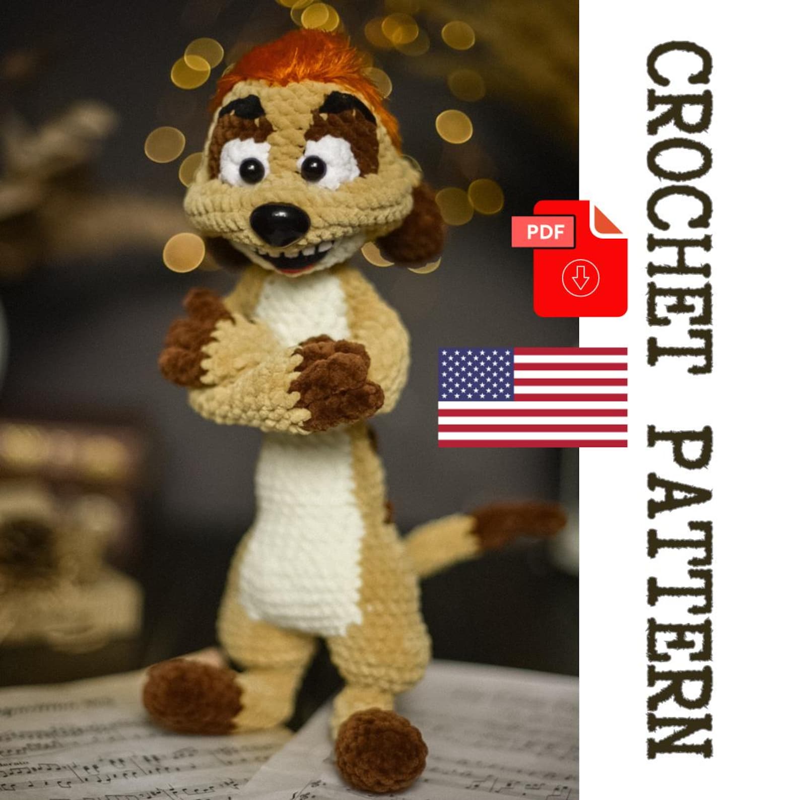Plush Meerkat Crochet Pattern - Printable PDF A Crocheted Toy for Games ...