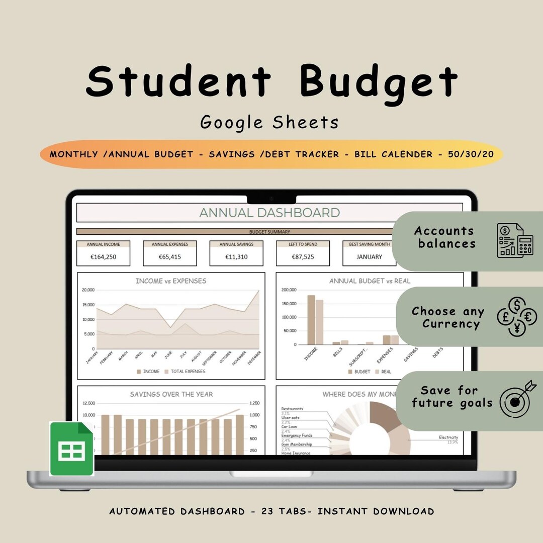 Student Budget Planner Digital Monthly Student Budget Tracker Google ...