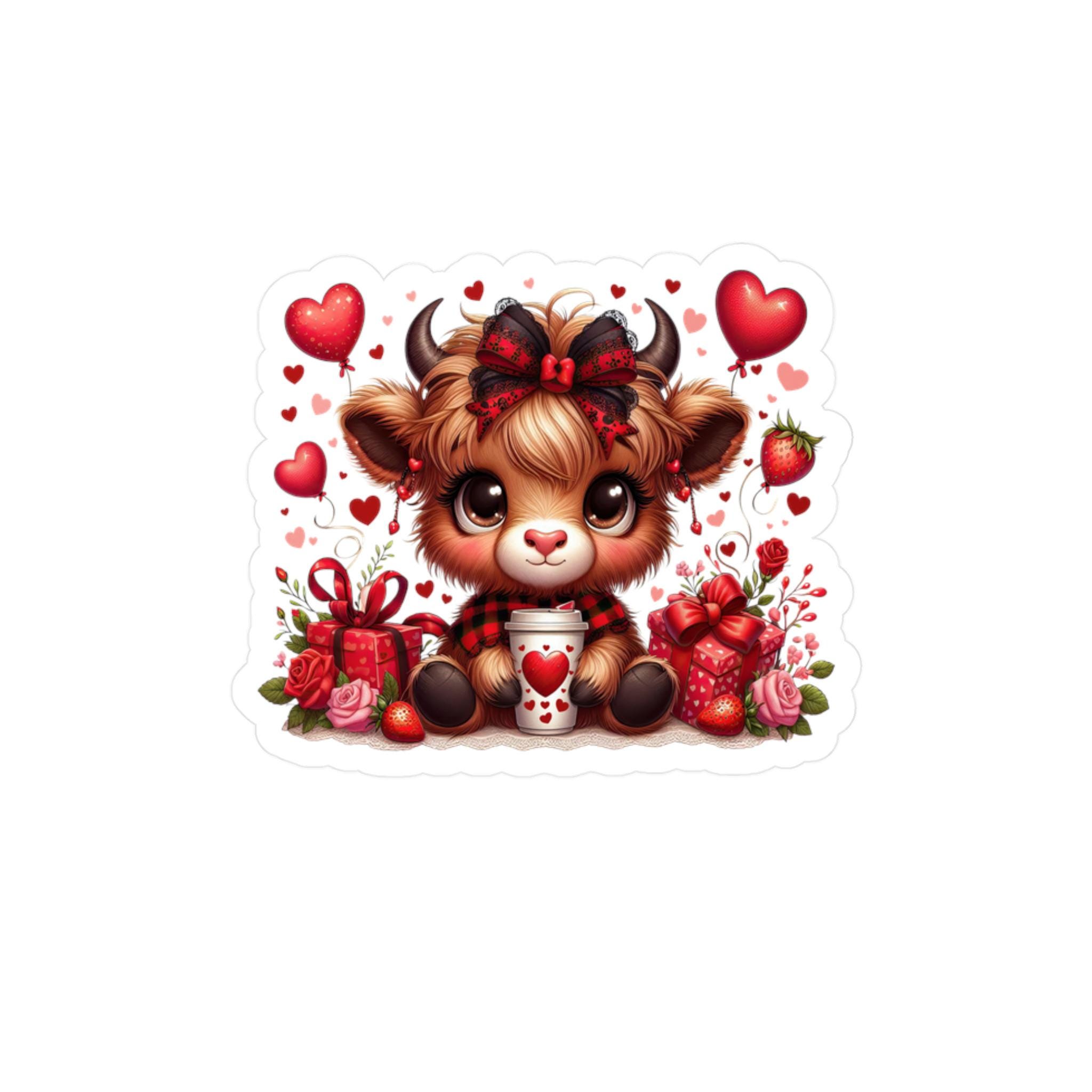 Highland Cow Valentine's Day Vinyl Decal | Calf Sticker - Etsy
