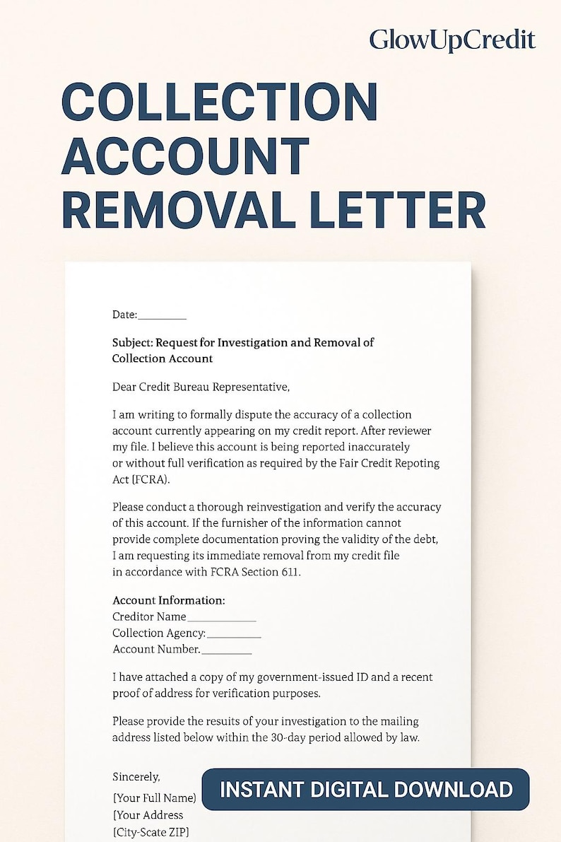 Credit Collection Removal Letter Template: DIY Credit Repair (PDF ...