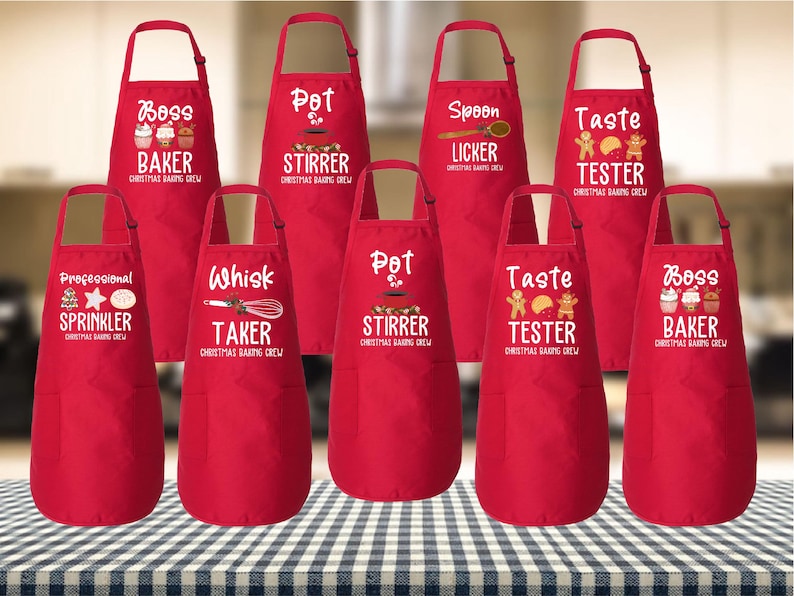 Custom Christmas Baking Apron: Funny Family Kitchen Crew - Etsy