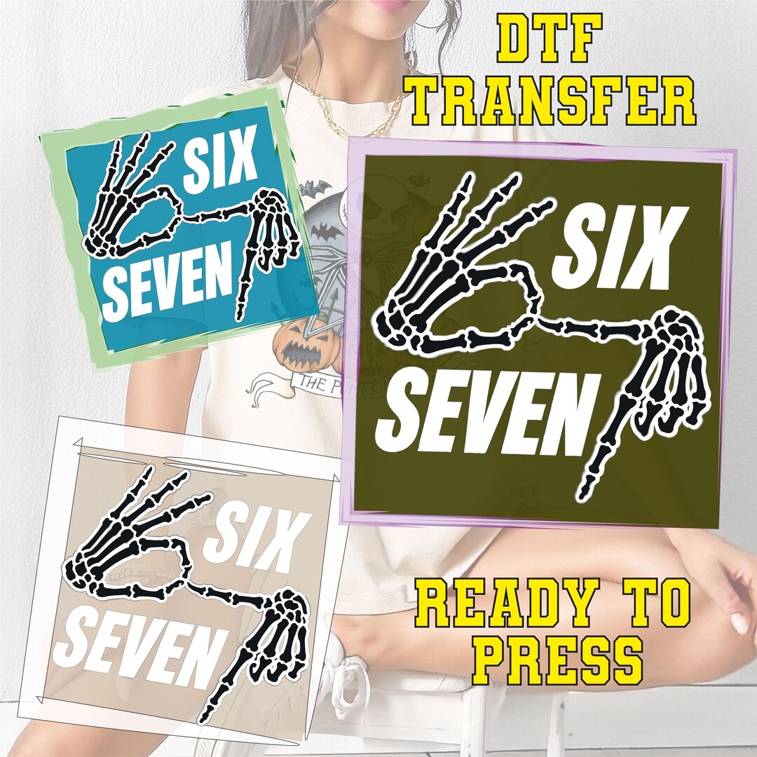 Funny Skeleton Hands 'six Seven' Meme DTF Transfer: Halloween Couples ...