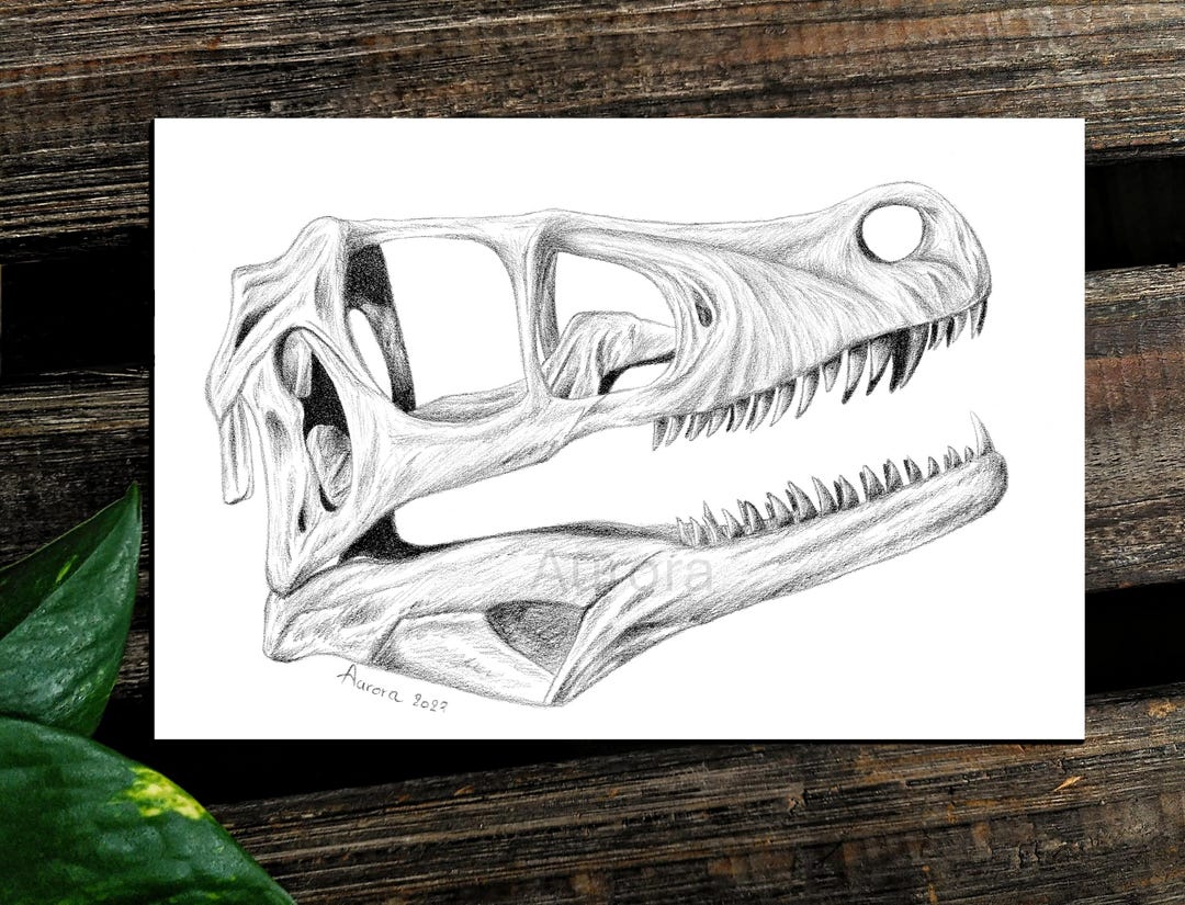 Velociraptor Postcard / Raptor Dinosaur Bookmark / Prehistoric Art ...