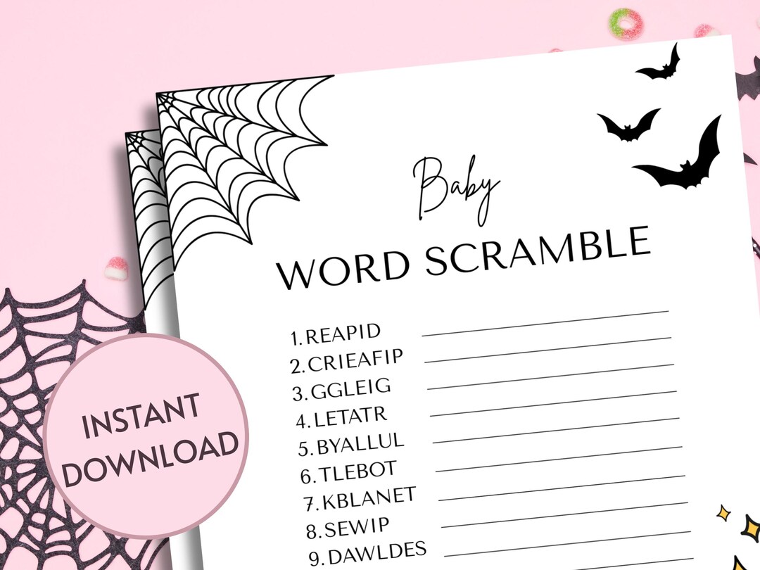Halloween Baby Shower Game: Word Scramble, Spooky Theme (instant ...