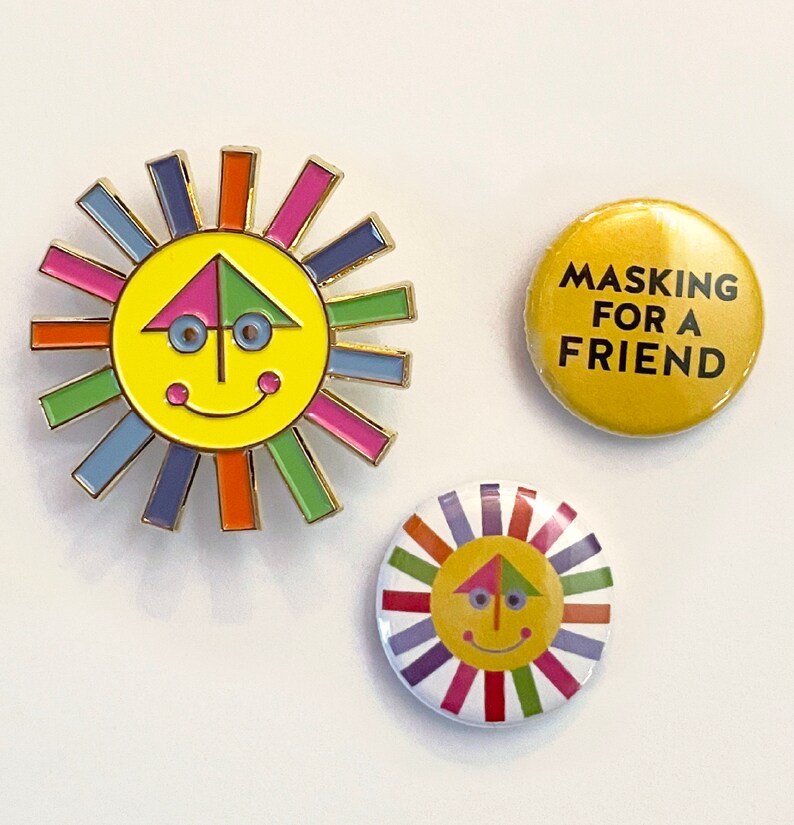 Rainbow Sun Enamel Pin - Etsy