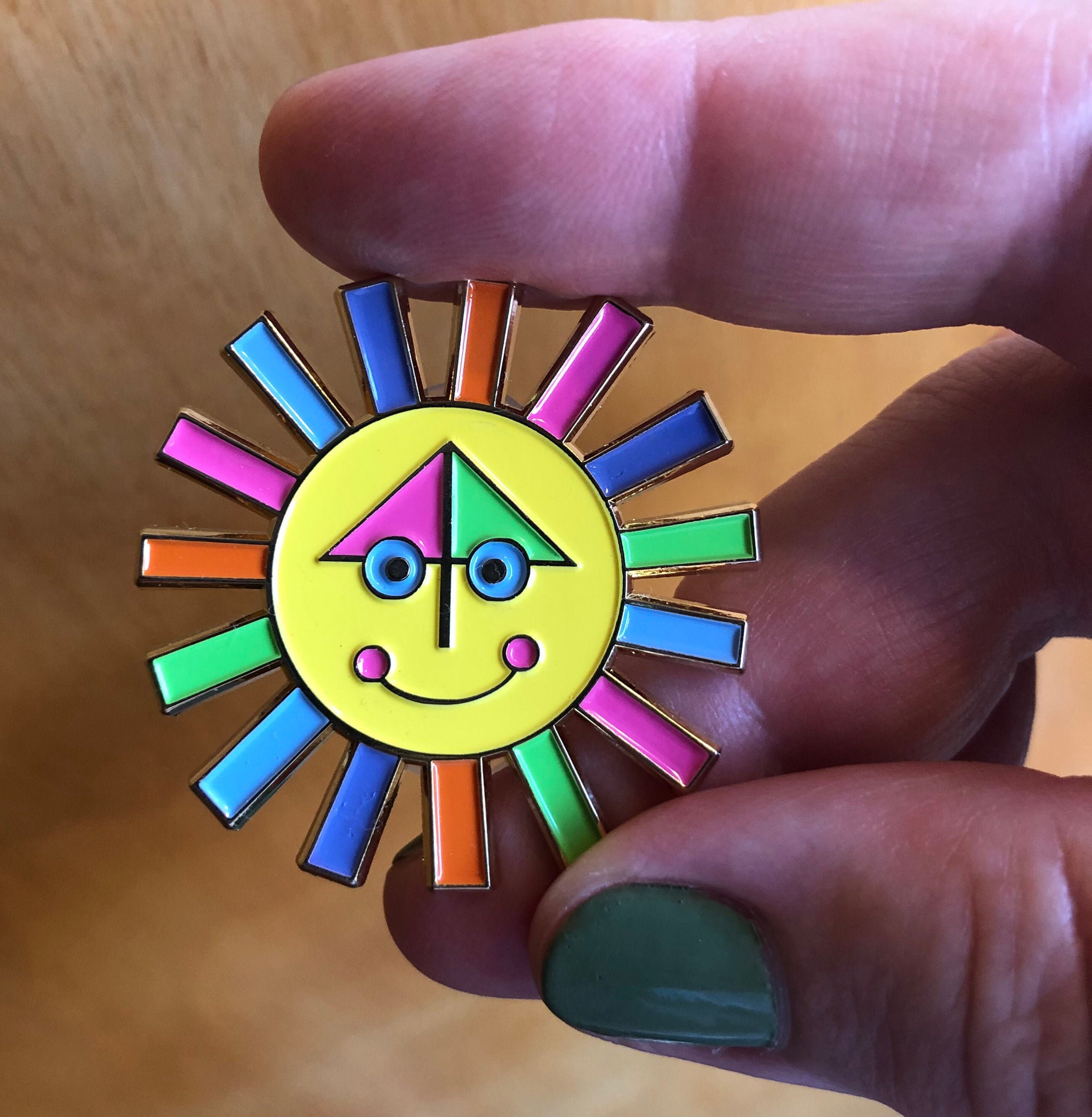 Rainbow Sun Enamel Pin - Etsy
