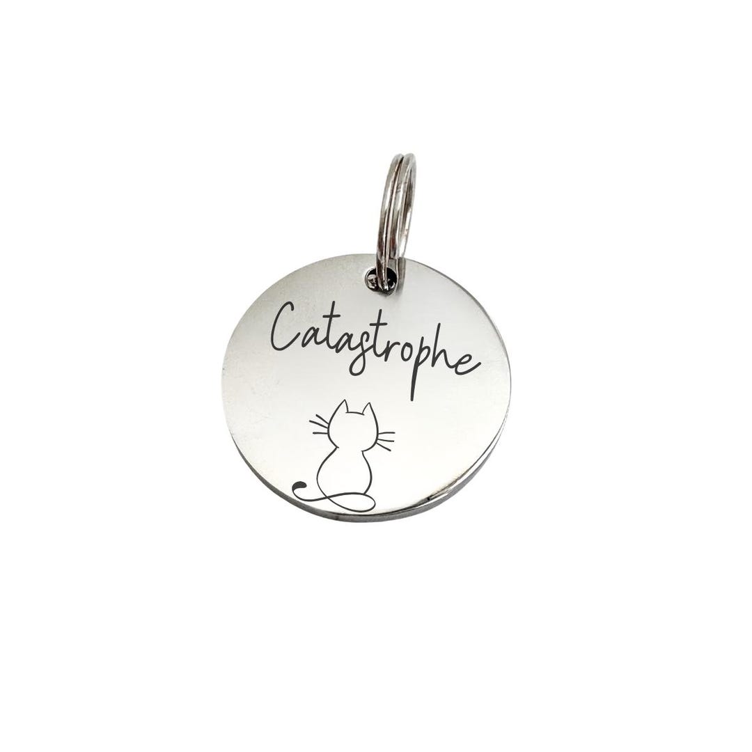 Kitty Outline Custom Engraved Stainless Steel Cat ID Tag | Personalized ...