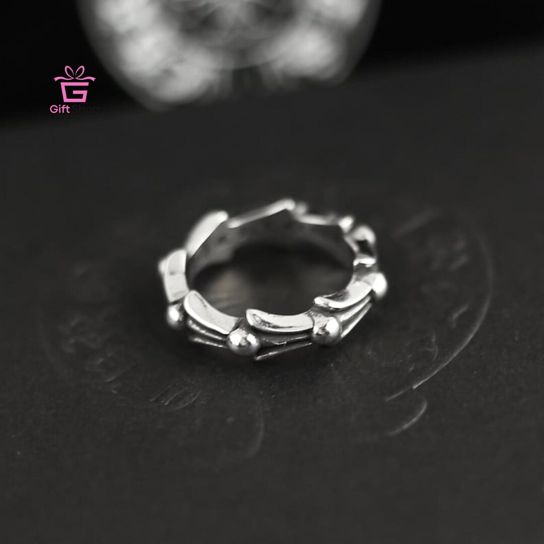 925 Sterling Silver Vintage Fish Bone Ring – Unisex Gothic Punk Jewelry ...