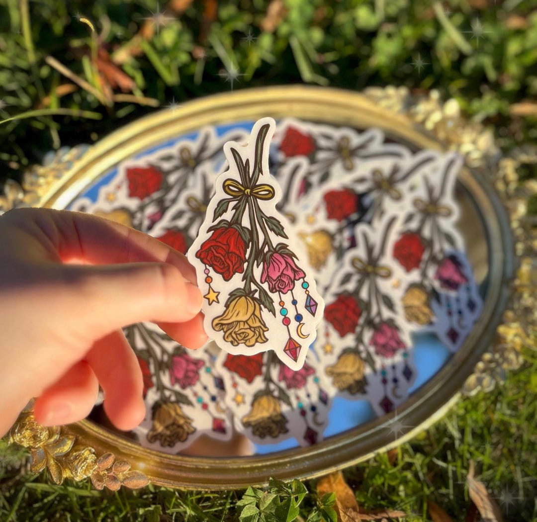 Stained Glass Roses Sticker: Frosted Vinyl Decal - Etsy
