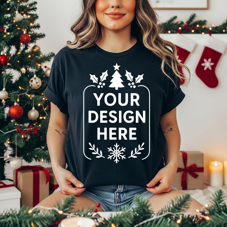 Christmas T-shirt Mockup Bundle: Bella Canvas 3001, Red, Black, Green ...