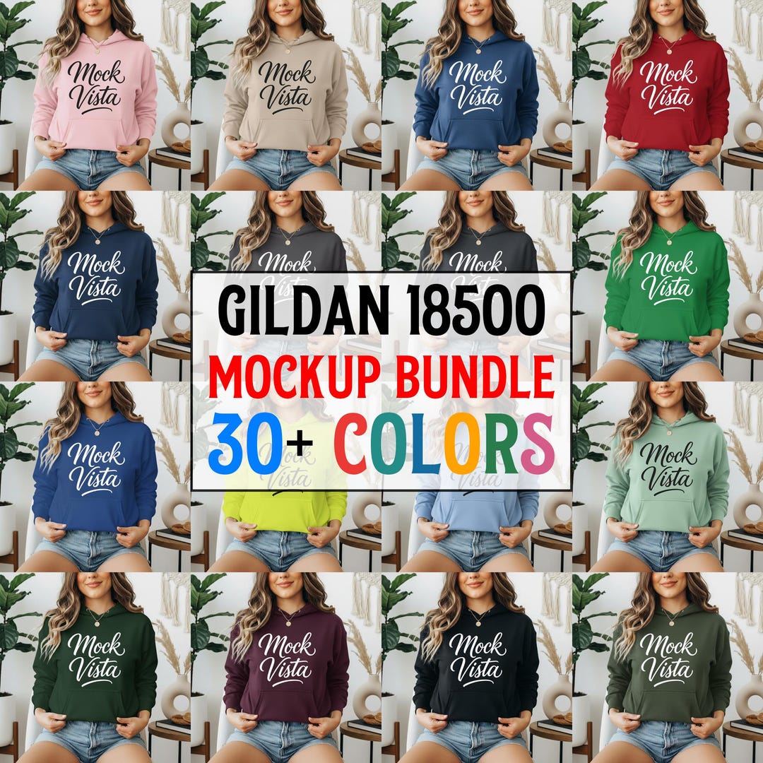 Gildan 18500 Hoodie Mockup | 35 Color Options (instant Download) - Etsy