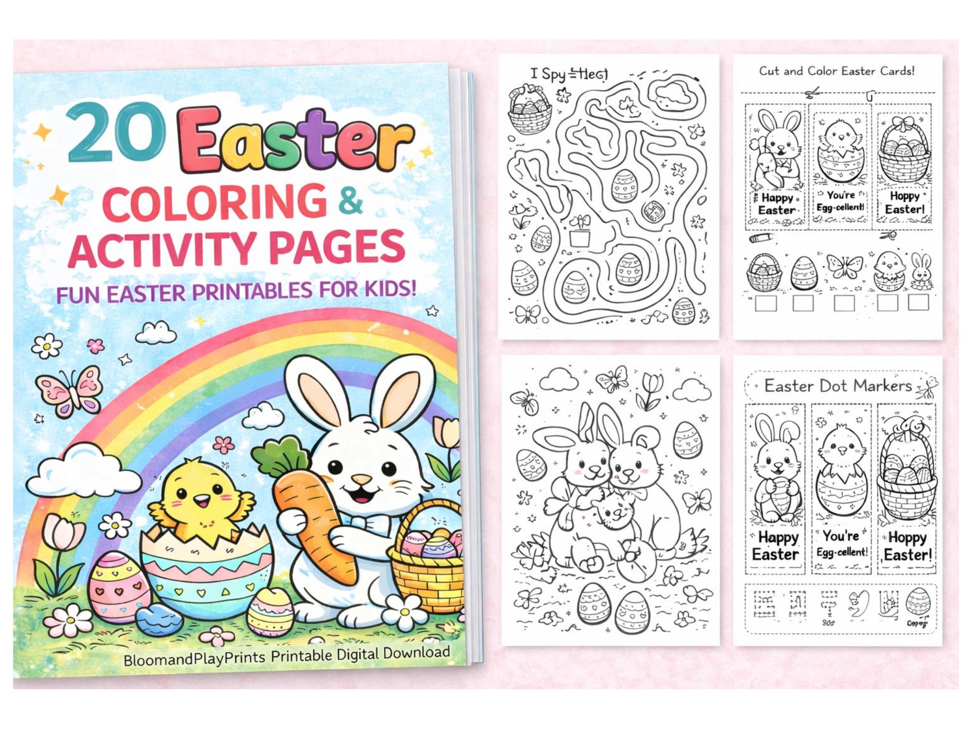 Easter Coloring Pages Bundle for Kids | 20 Printable Activity Pages ...