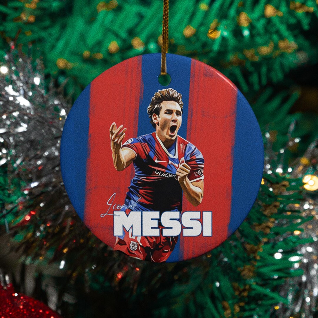 Messi Christmas Ornament, Barcelona Soccer Gift, Sports Holiday Decor ...