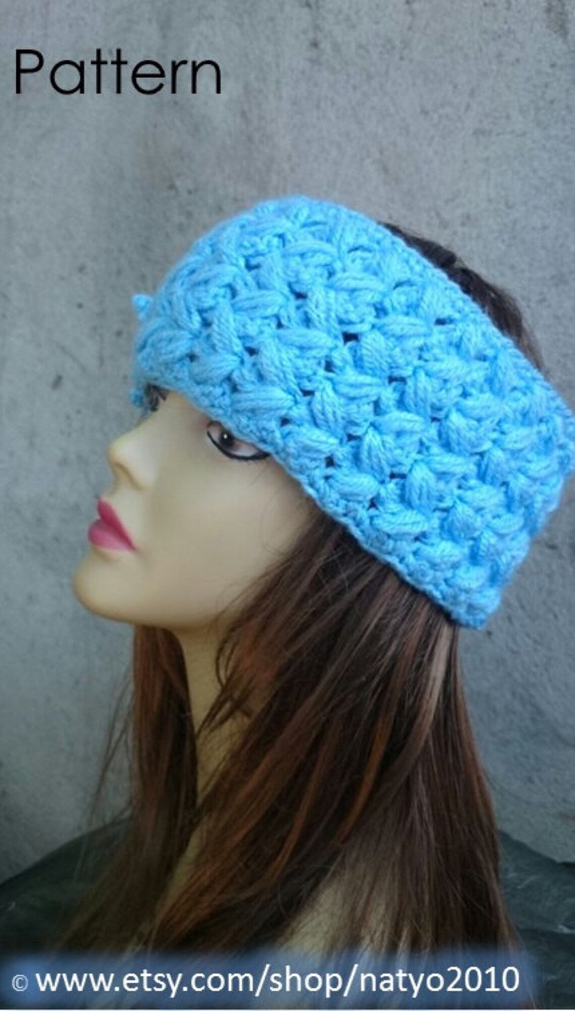 INSTANT DOWNLOAD Blue Braids Earwarmer Headband With Flower | Etsy