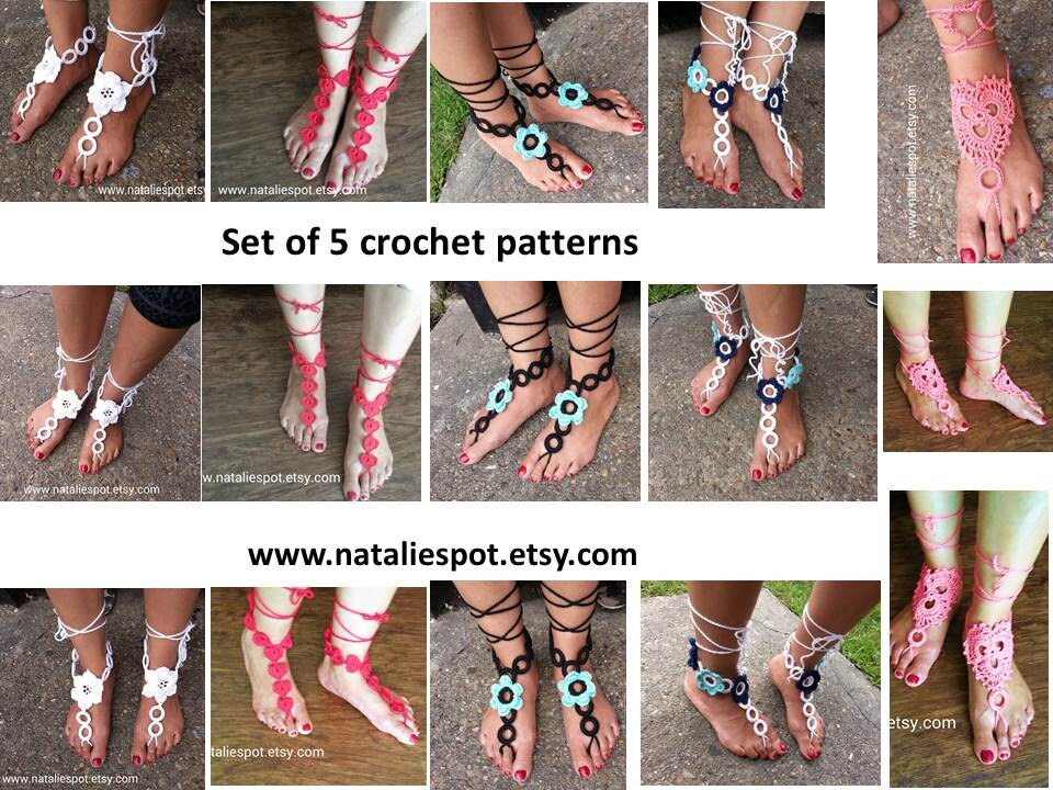 Set 5 Crochet Pattern Barefoot PDF INSTANT DOWNLOAD - Etsy
