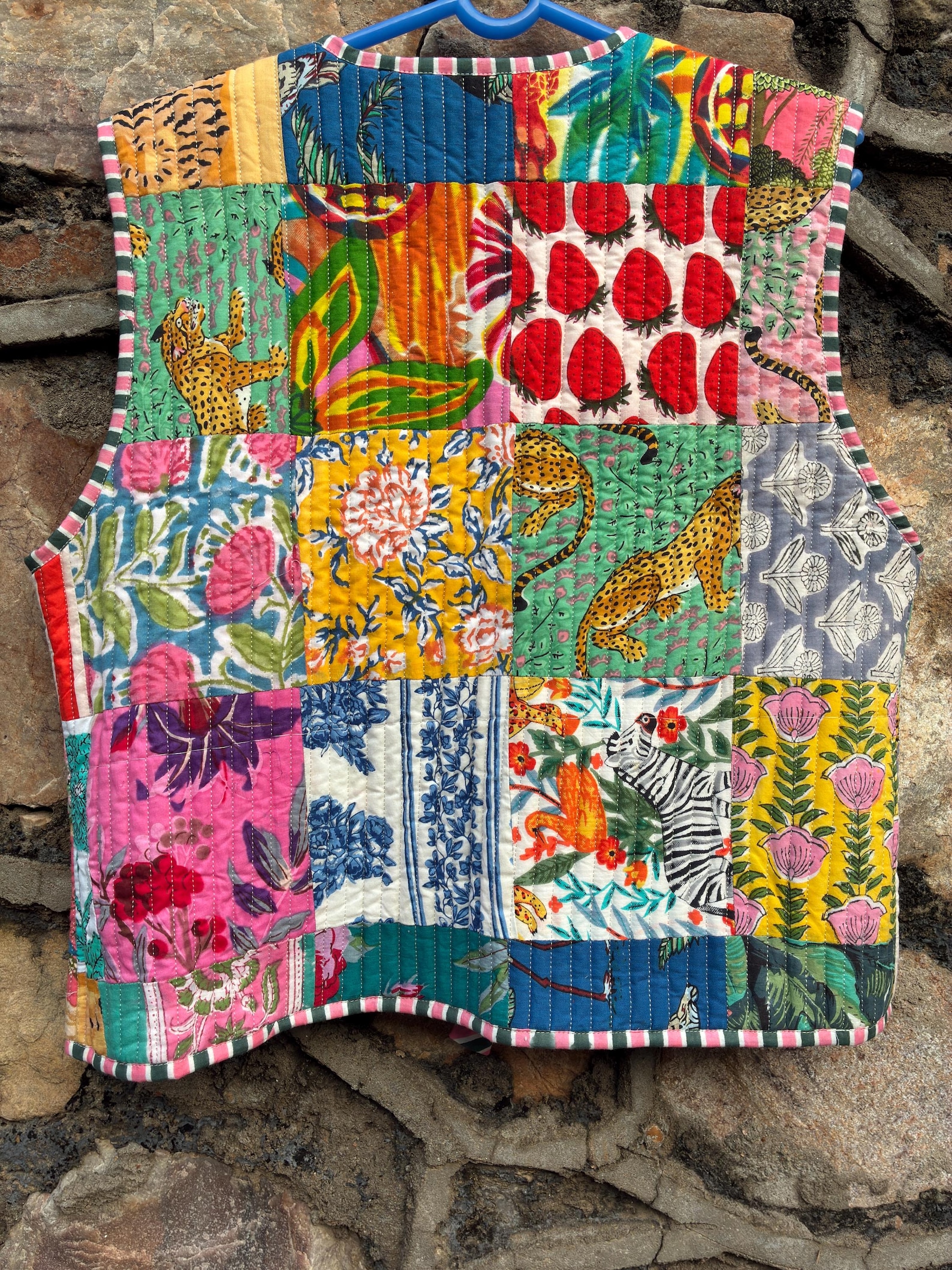 Handmade Patchwork Quilted Vest | Reversible Cotton Kantha Waistcoat - Etsy