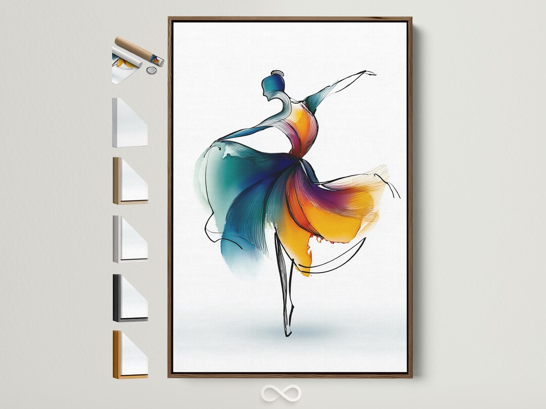 Ballet Dancer Canvas Art - Abstract Watercolor Wall Art, Contemporary ...