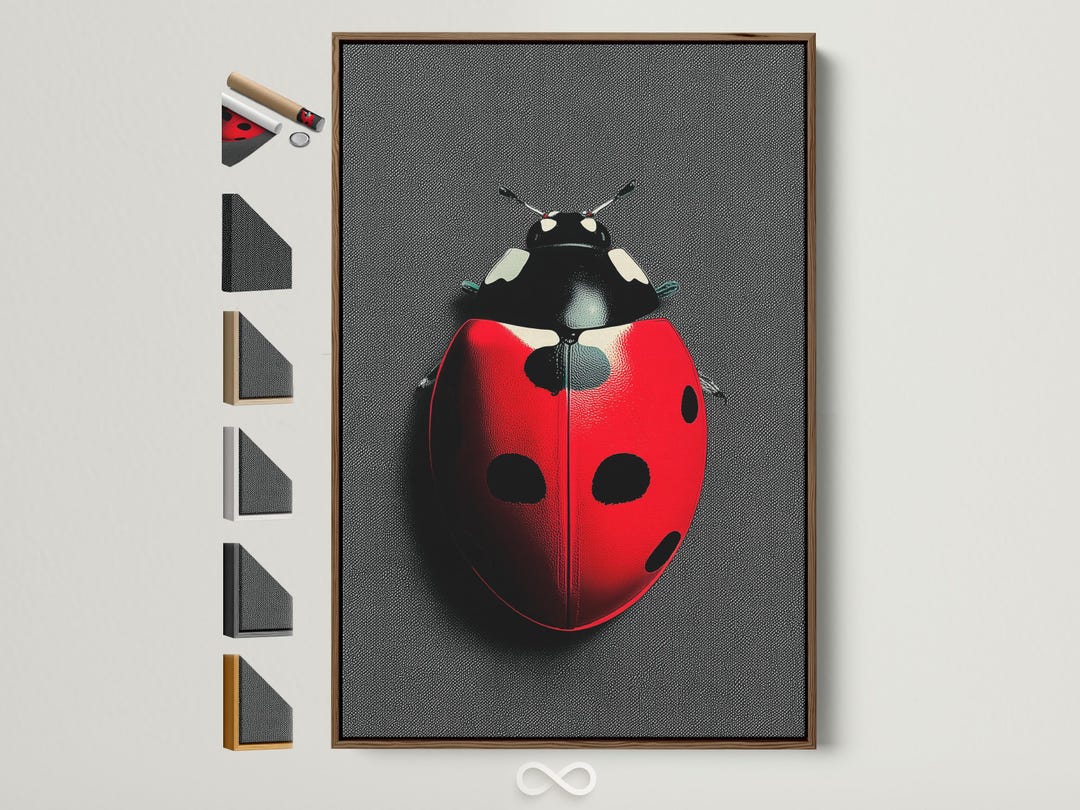 Ladybug Beetle Canvas Art Print - Modern Red Insect Wall Decor for ...