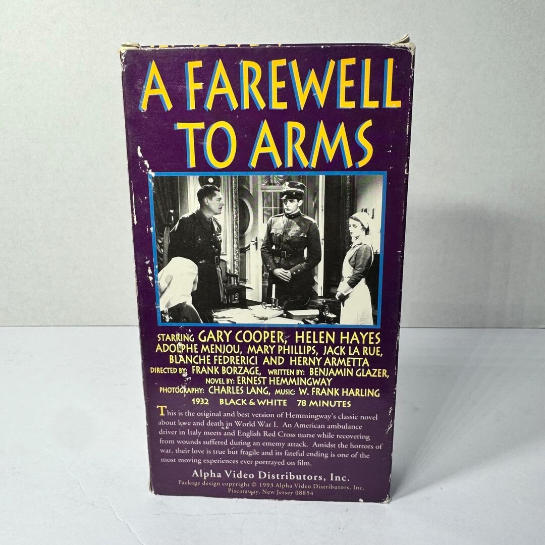 A Farewell to Arms (1932) VHS Movie Gary Cooper Helen Hayes Alpha Video ...