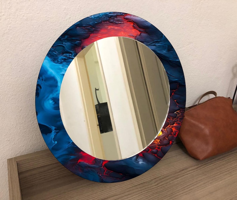 Printed Tempered Glass Round Wall Mirror – Modern Art Decor (100 Cm) - Etsy