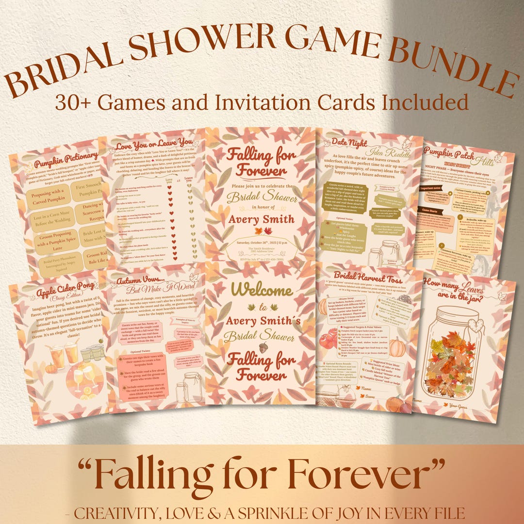 Bridal Shower Game Bundle | Falling for Forever | Bridal Games Pack ...