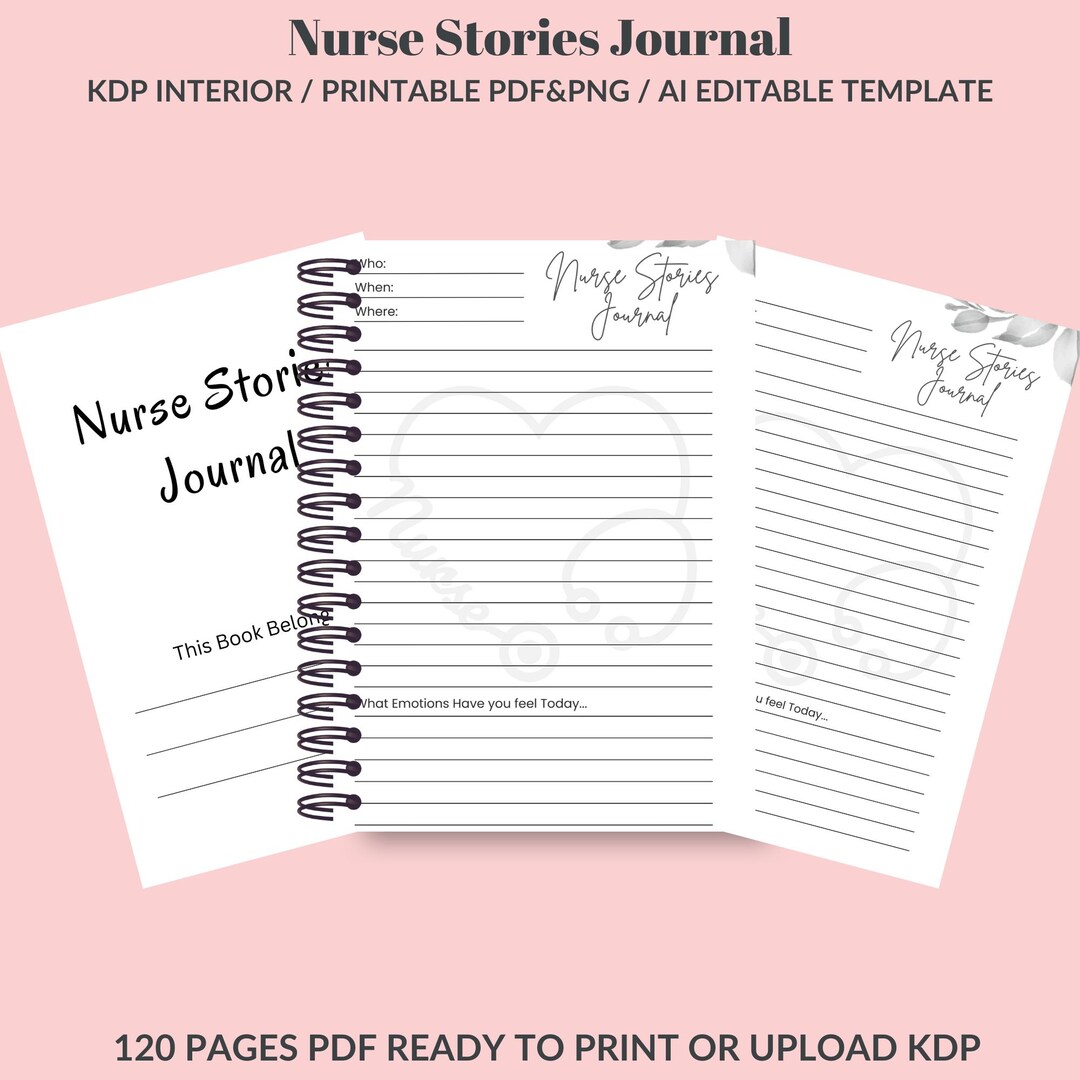 Nurse Stories Journal – Printable Nursing Diary, Canva Template, PDF ...