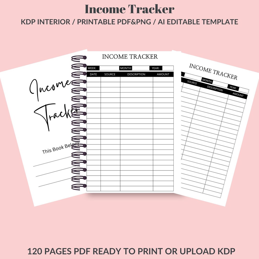 Income Tracker PDF – Printable Budget Sheet, Finance Organizer, Monthly ...