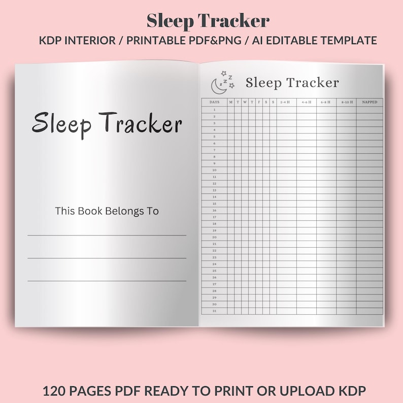 Sleep Tracker – Printable Sleep Log, Canva Template, PDF PNG Powerpoint ...