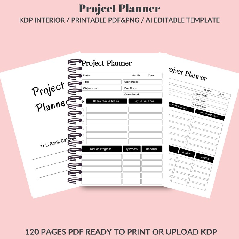 Project Planner – Printable Project Management Organizer, Canva ...