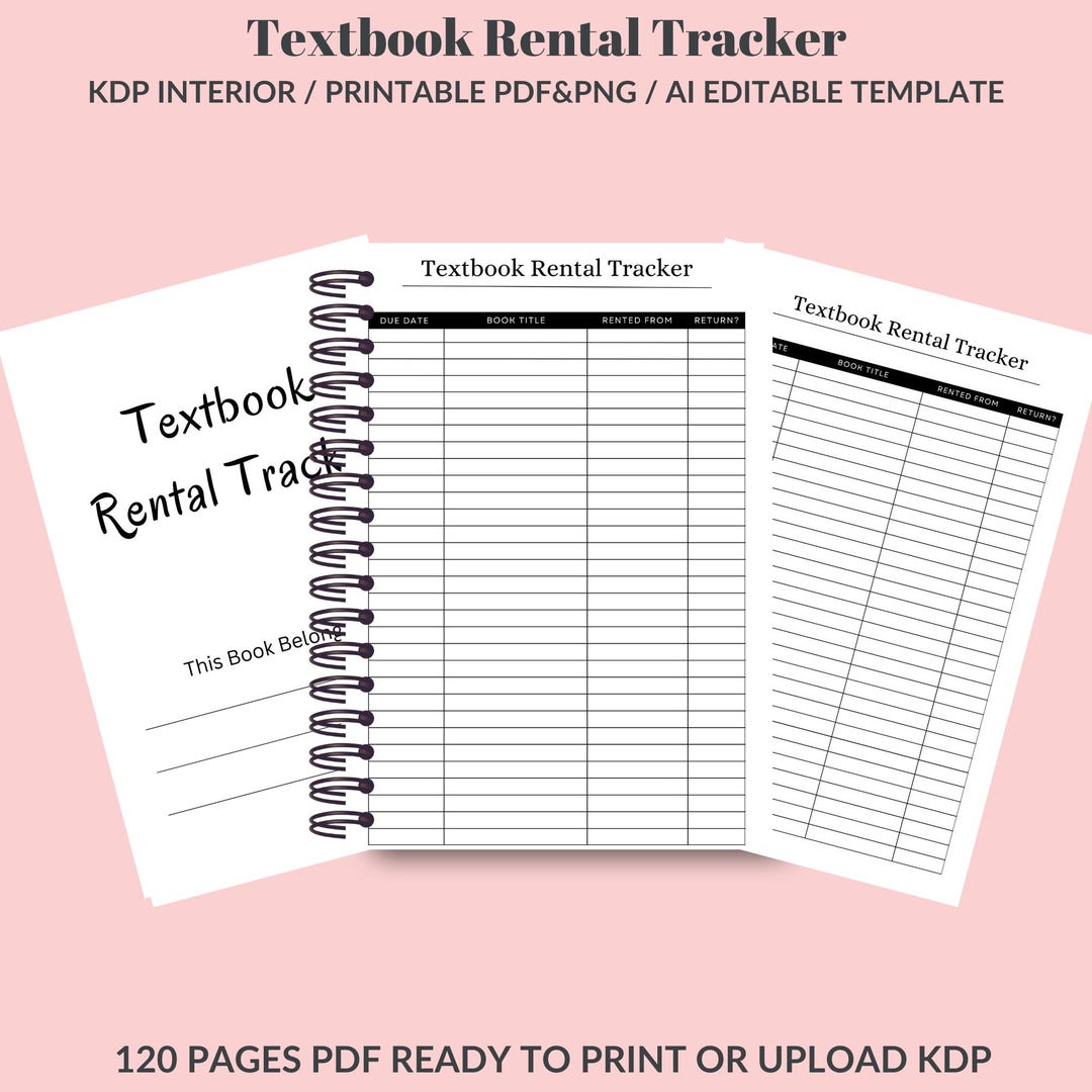Textbook Rental Tracker – Printable Book Loan Organizer, Canva Template ...