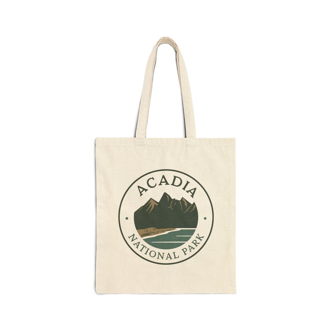 Acadia National Park Tote Bag: Mountain Logo, Eco Canvas Shopper - Etsy