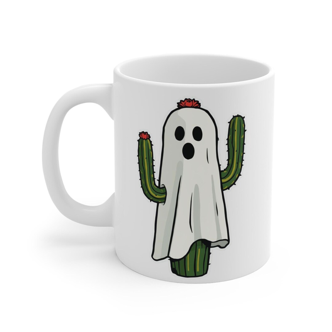 Halloween Cactus Ghost Mug: Spooky Succulent Coffee Cup - Etsy
