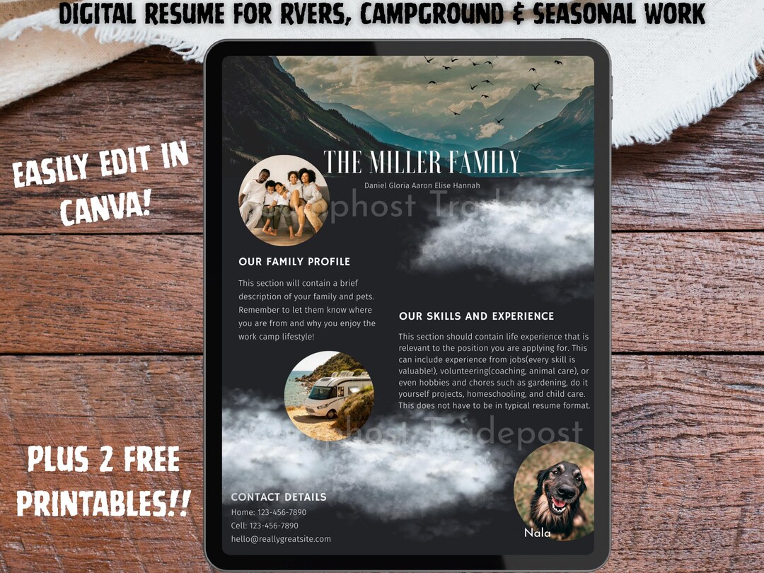Digital Seasonal Job Resume | Cloudy Mountain Valley Resume | Editable ...