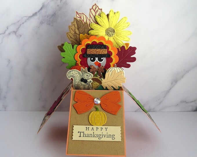 Handmade Happy Thanksgiving Turkey Pop-up Card, Autumn Card, Pumpkin ...