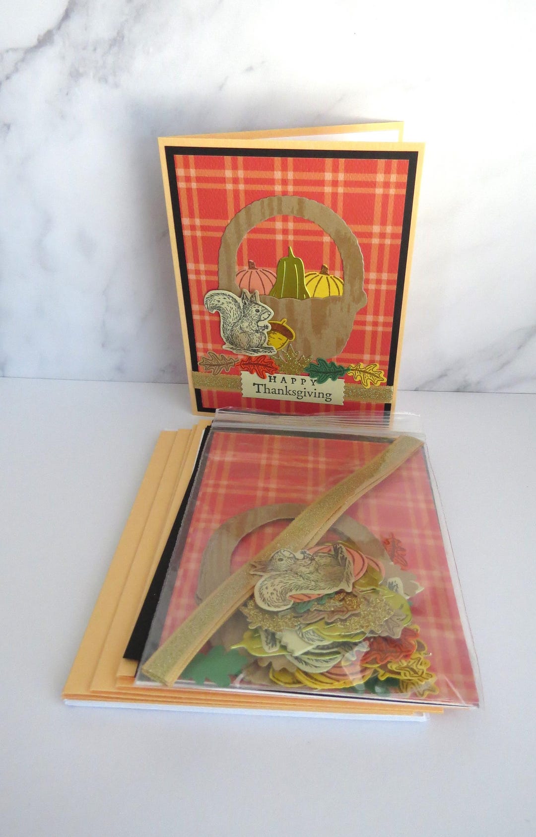 Handmade Happy Thanksgiving Card Kit: Pumpkin, Squirrel, 6 Cards ...