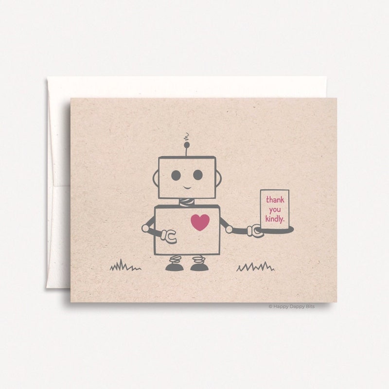 Robot Thank You Cards - Etsy