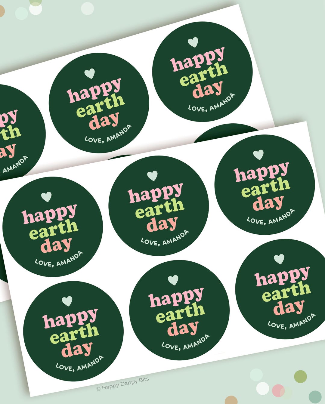 Happy Earth Day Stickers Personalized - Pink Recycled Colorful Gift ...