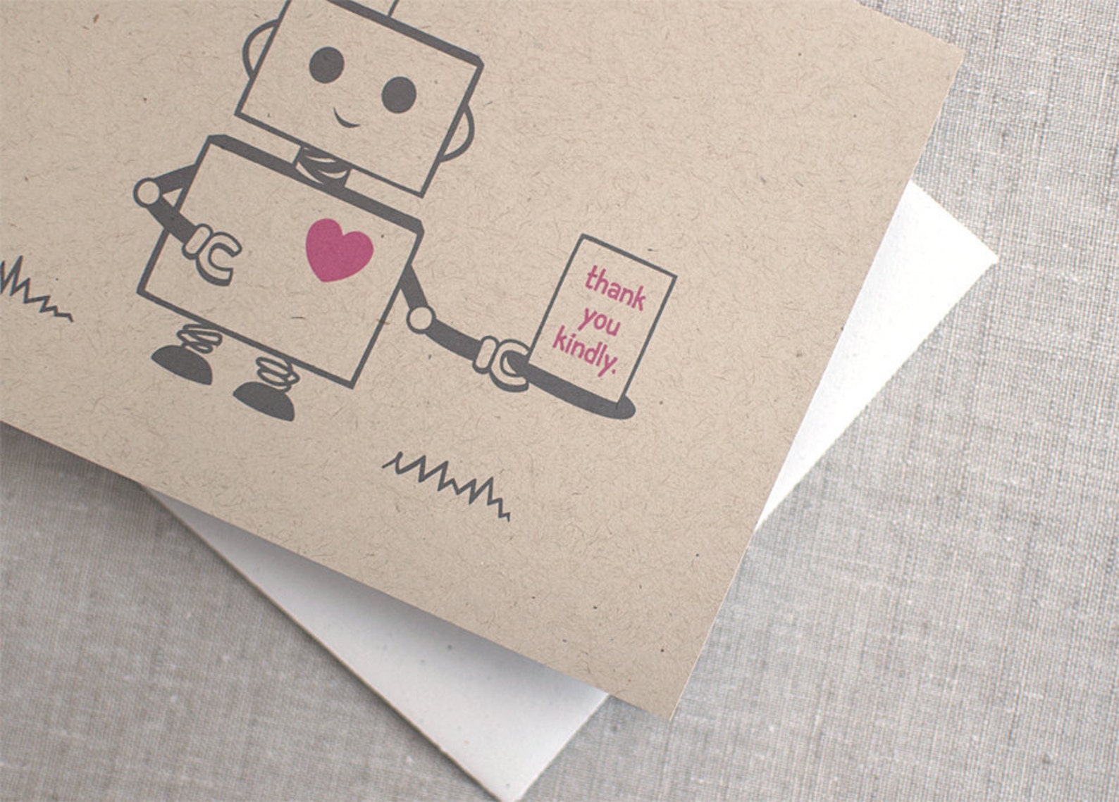Thank You Card Cute Robot Brown Recycled Card Nerdy - Etsy