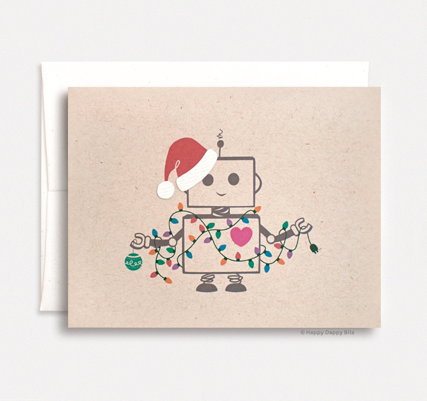 Funny Christmas Card Cute Robot Santa Kawaii Holiday Card - Etsy UK