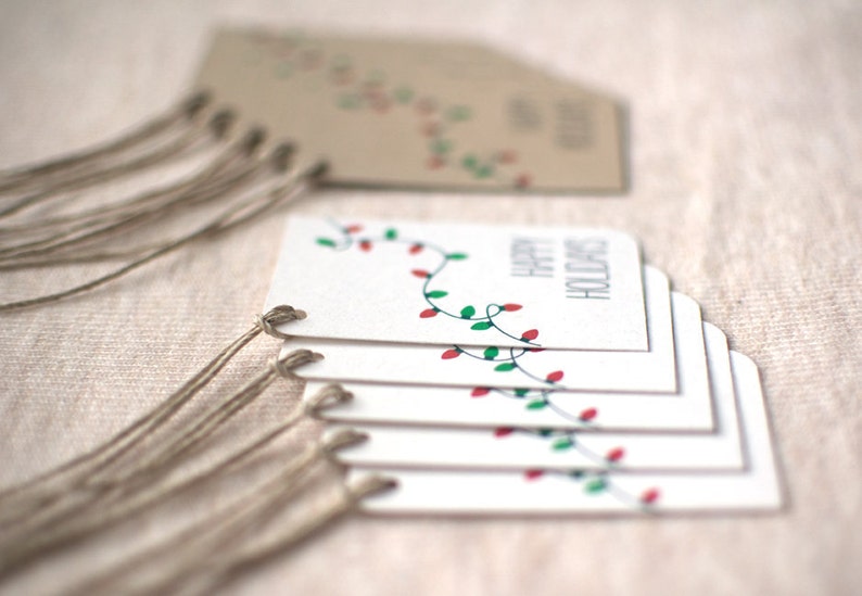 Christmas Gift Tags Christmas Lights Small Handmade Happy - Etsy