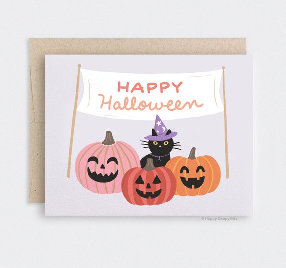 Halloween Card Funny Recycled Black Cat Card Cute Carved - Etsy