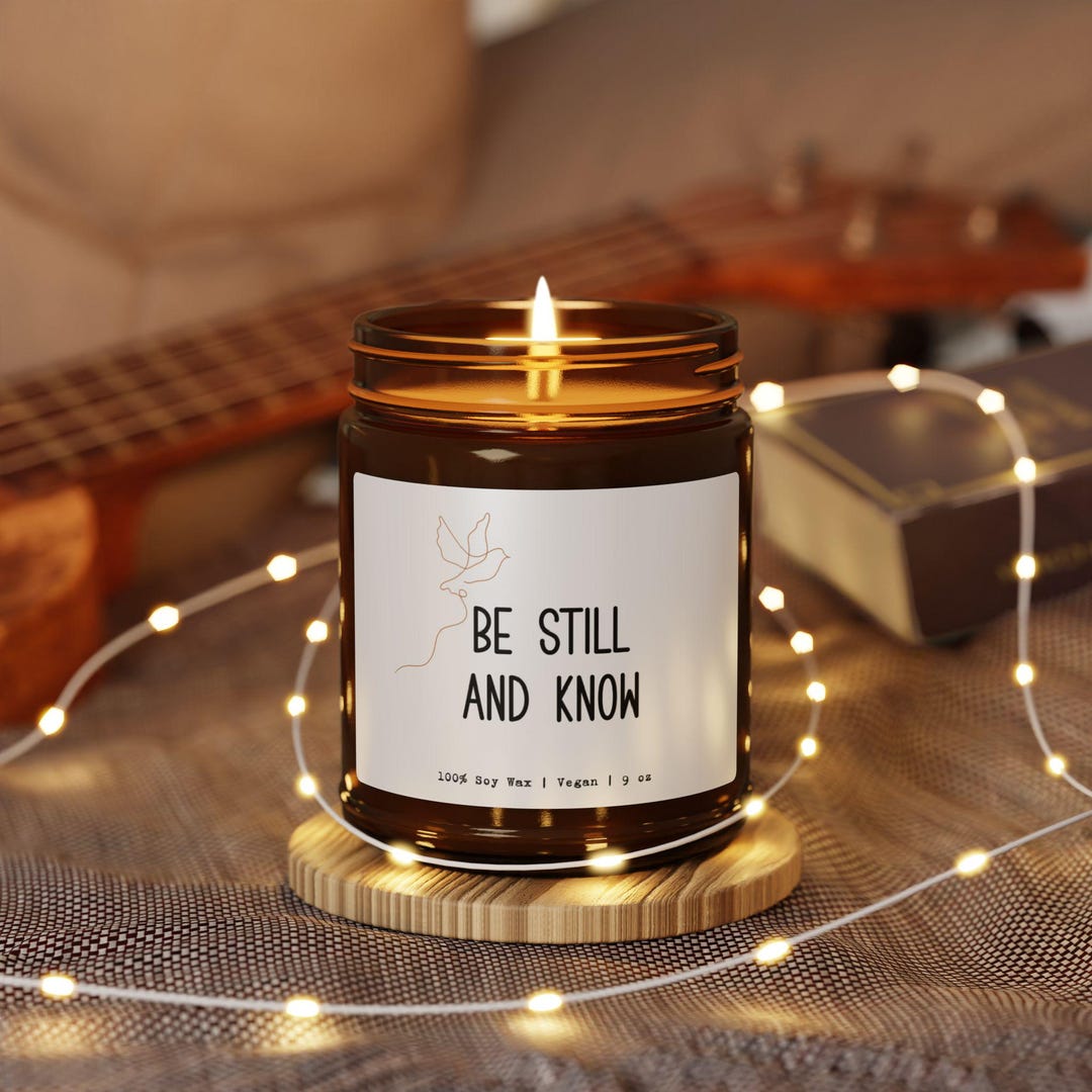 Be Still and Know Candle 9oz, Amber Jar Faith Gift, Christian Candle ...
