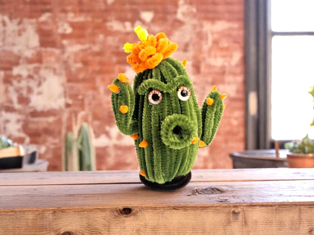 Pipe Cleaner Cactus, Handmade Chenille Stem Plant, Cute Desk Decor ...