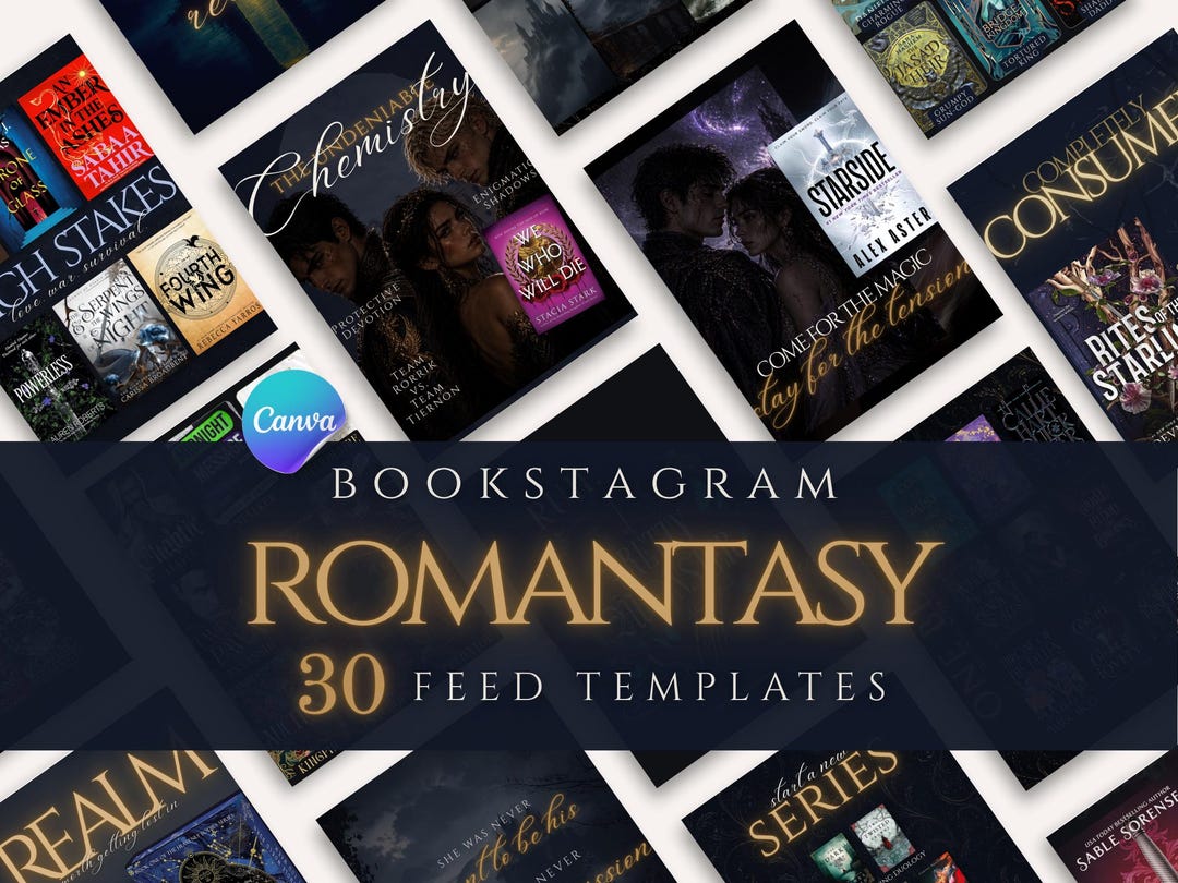 Romantasy Instagram Templates Canva Editable Bookstagram Content Kit 30 ...