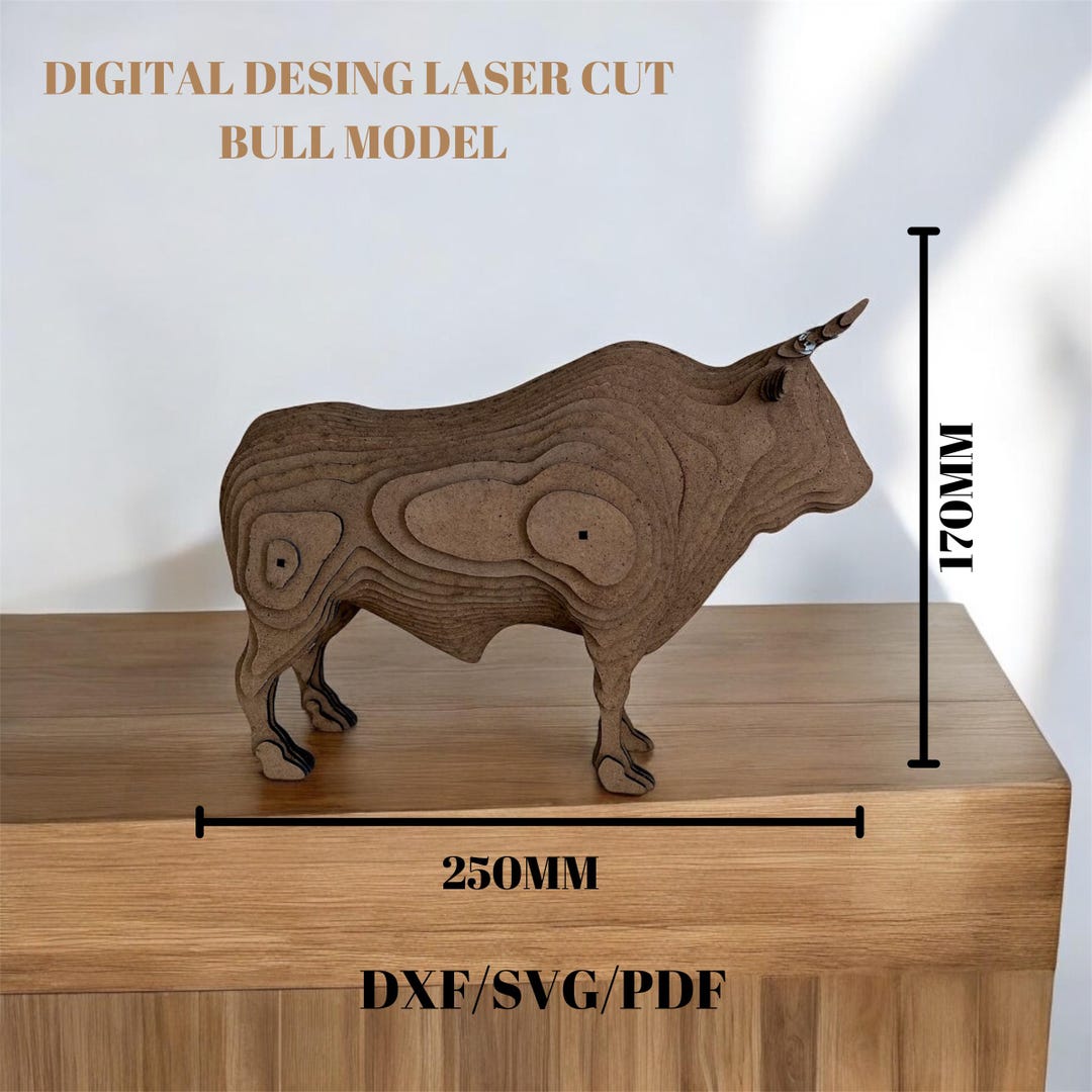 Laser Cut Bull Wall Art, 3D Layered Model (SVG, DXF, PDF) - Etsy