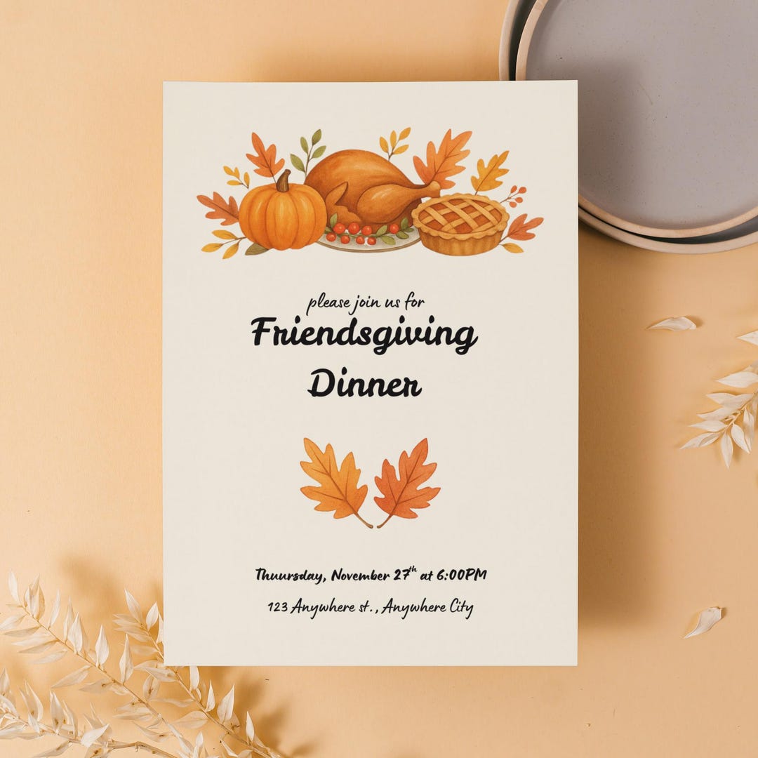 Thanksgiving Dinner Invitation Let's Give Thanks Invite Editable ...
